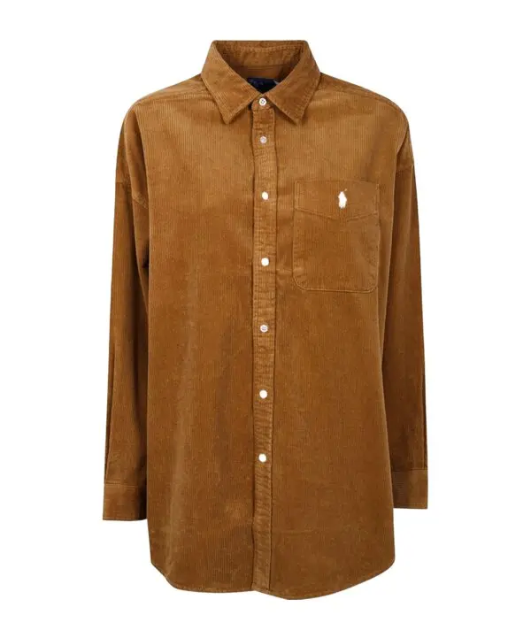 Polo Ralph Lauren Oversized Corduroy Shirt With Lapel Collar - Brown