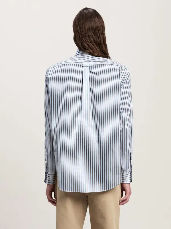 Palm Angels Logo Printed Striped Shirt