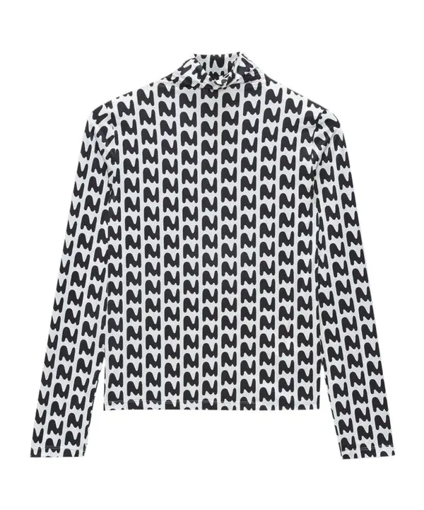 MSGM Logo-printed High-neck Long-sleeved T-shirt