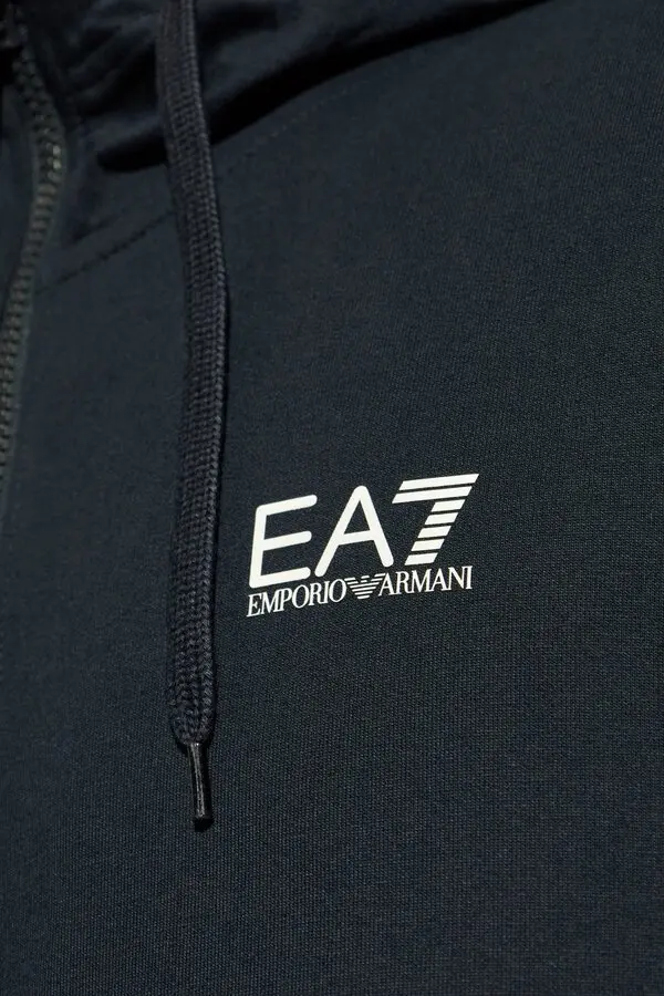 EA7 Zip-up Cotton Hoodie - Black