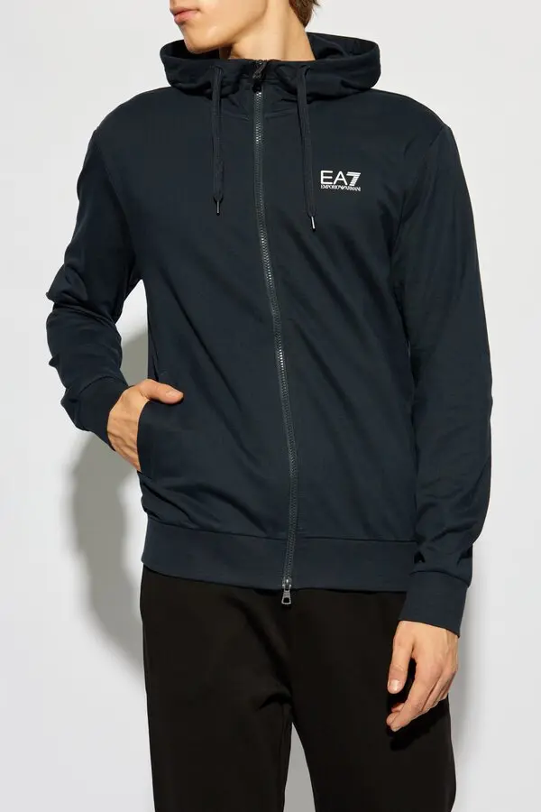EA7 Zip-up Cotton Hoodie - Black