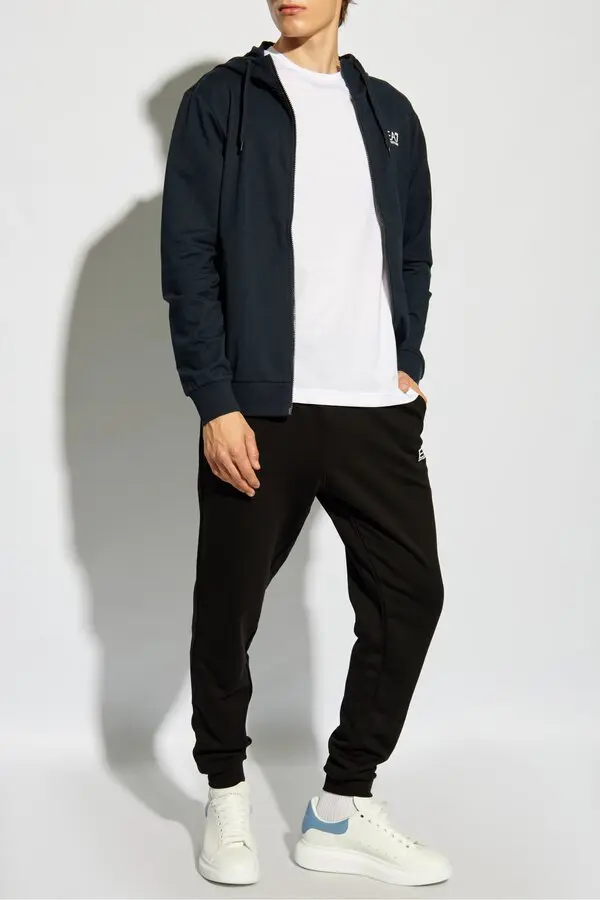 EA7 Zip-up Cotton Hoodie - Black