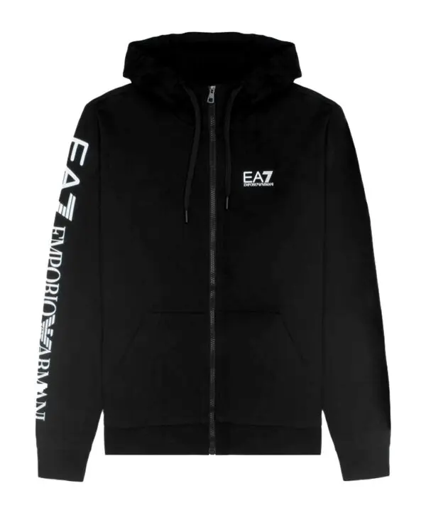 EA7 Logo-print Zip-up Hoodie - Black