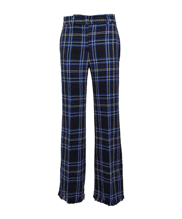 MSGM Checked Fringed Edge Trousers - Black
