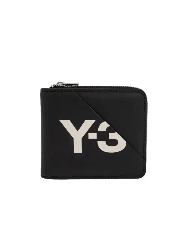 Y3 Logo Printed Zip-around Wallet - Black