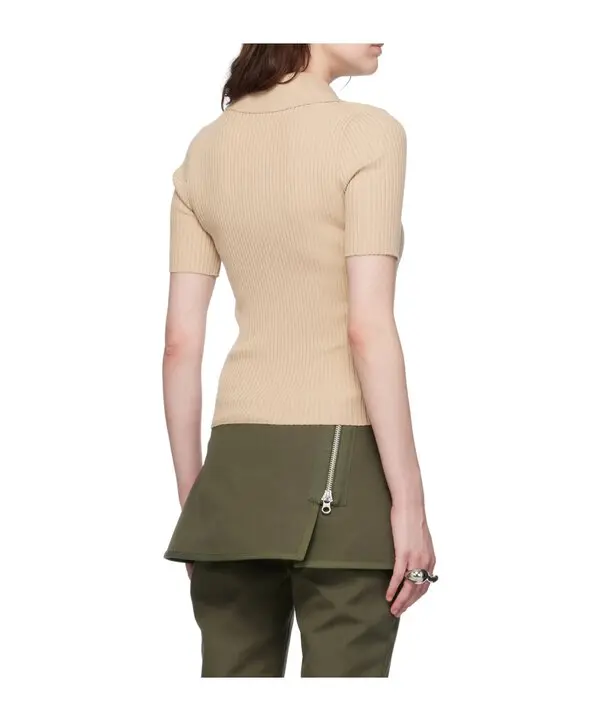 COURREGES Courrèges Rib Knit Polo Shirt - Nude
