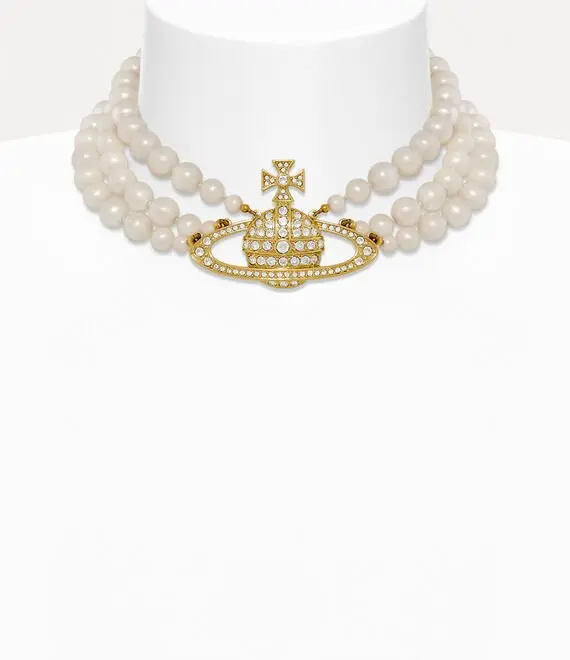 VIVIENNE WESTWOOD Three-row Pearl Embellished Necklace With Orb Buckle