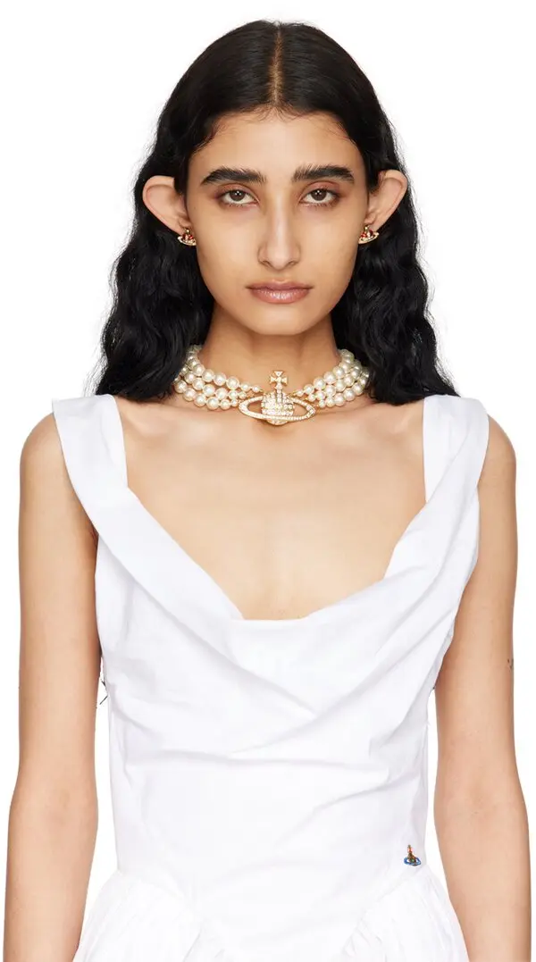 VIVIENNE WESTWOOD Three-row Pearl Embellished Necklace With Orb Buckle