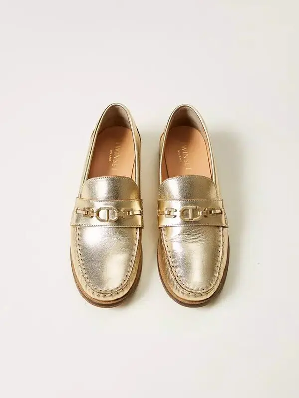 TWINSET Metallic-leather Loafers