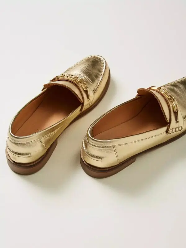 TWINSET Metallic-leather Loafers