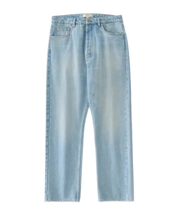 Studio Nicholson Riso Logo Patch Straight Leg Jeans - Blue