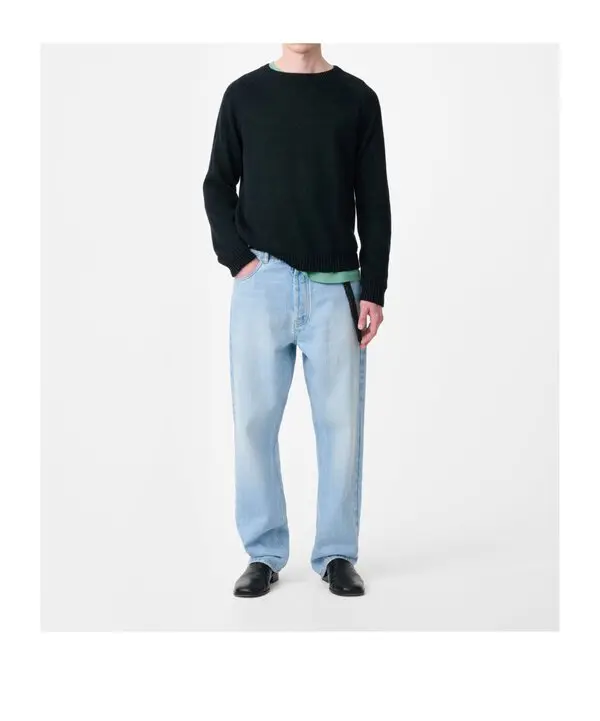 Studio Nicholson Riso Logo Patch Straight Leg Jeans - Blue