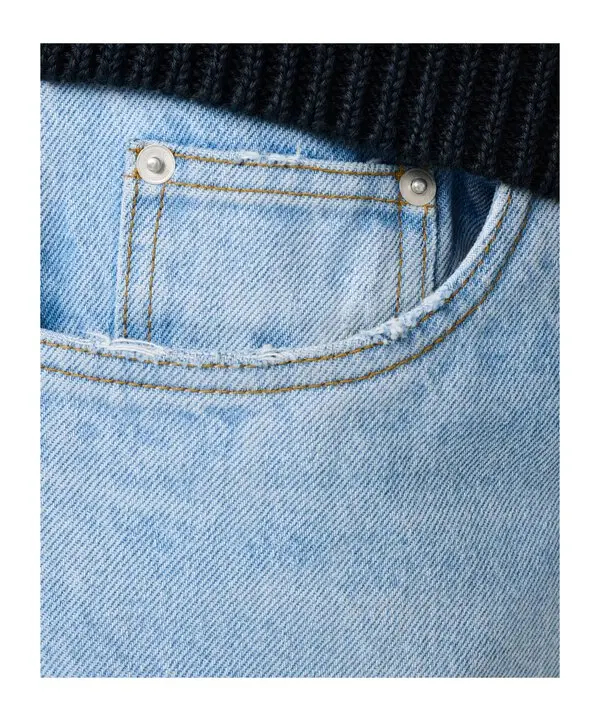 Studio Nicholson Riso Logo Patch Straight Leg Jeans - Blue