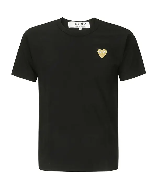 Play Comme Des Garcon Comme Des Garçons Play Golden Heart Patch Crewneck T-shirt - Black