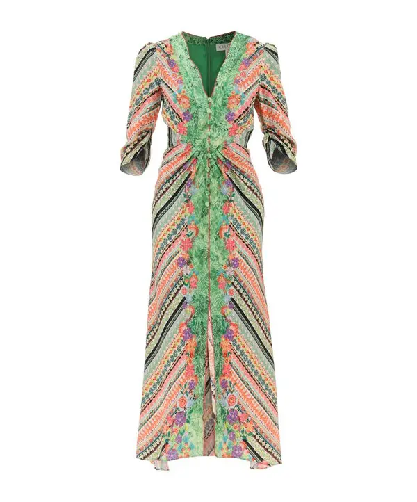 Saloni Mitsu B Mix-print Midi Dress