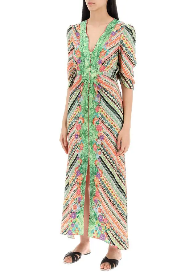Saloni Mitsu B Mix-print Midi Dress