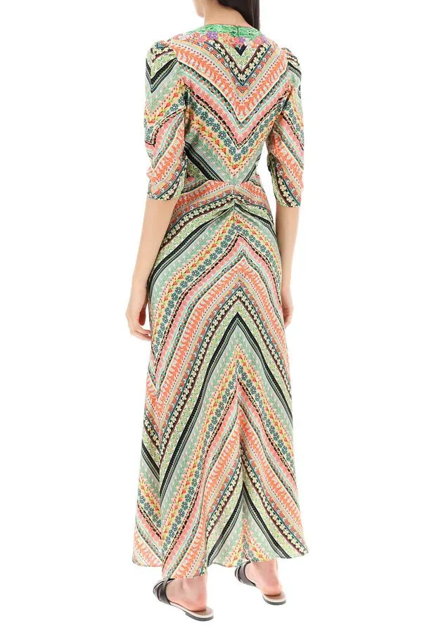 Saloni Mitsu B Mix-print Midi Dress