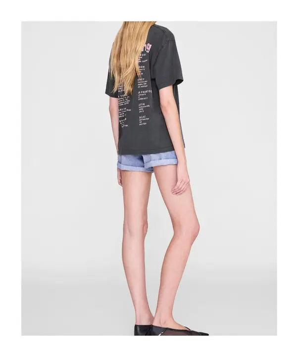 ANINE BING Smiley Print Cotton Blend T-shirt - Washed Ash
