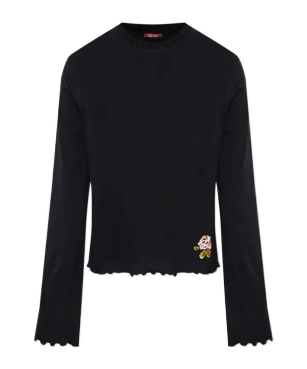 DIESEL® Embroidered Crewneck Long Sleeve Pajama Top - No