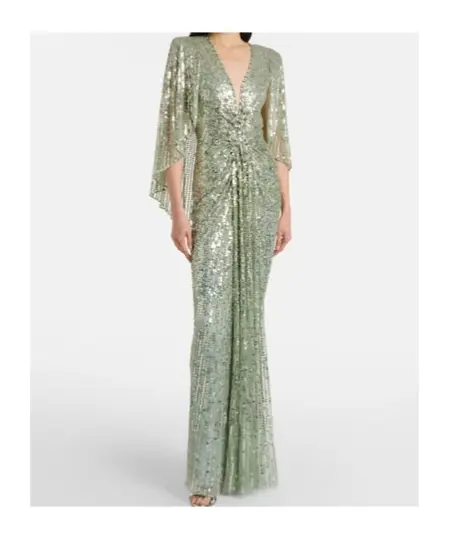 Jenny Packham Carrie Caped Embellished Gown