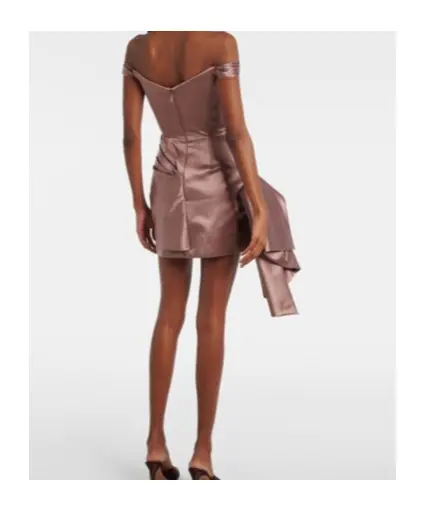 Alex Perry Off-shoulder Draped Satin Mini Dress