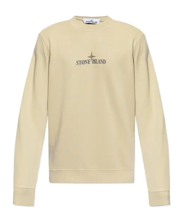 Stone Island Cotton Crewneck Sweatshirt With Logo - Plaster