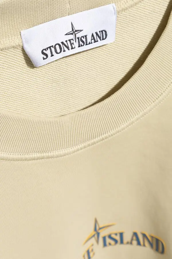 Stone Island Cotton Crewneck Sweatshirt With Logo - Plaster