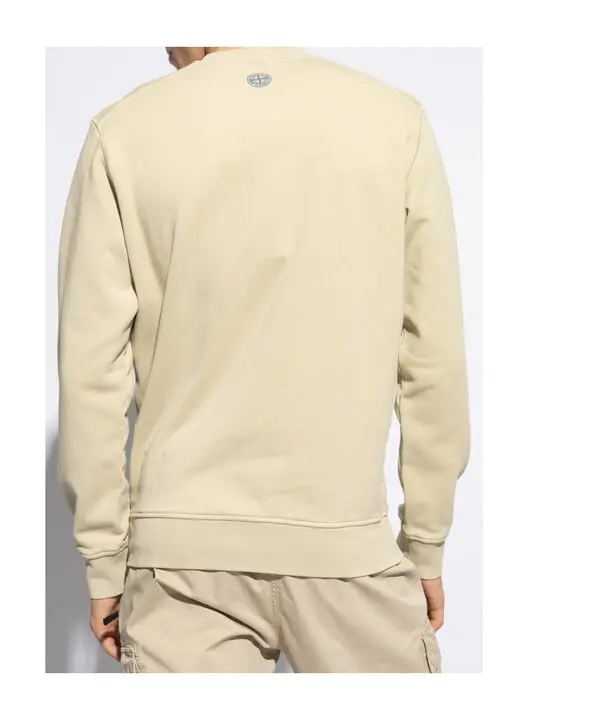 Stone Island Cotton Crewneck Sweatshirt With Logo - Plaster