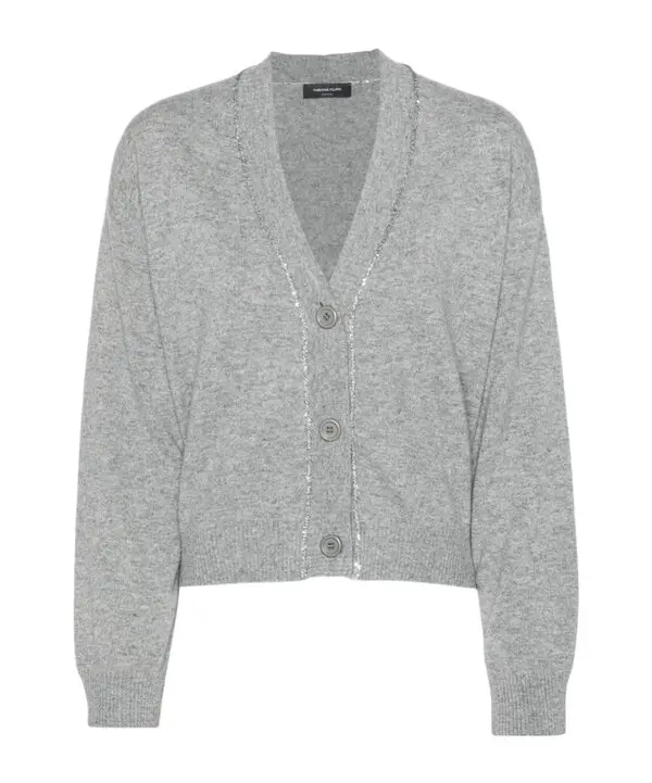 Fabiana Filippi Sequin-embellished Virgin Wool Blend Cardigan - Gray