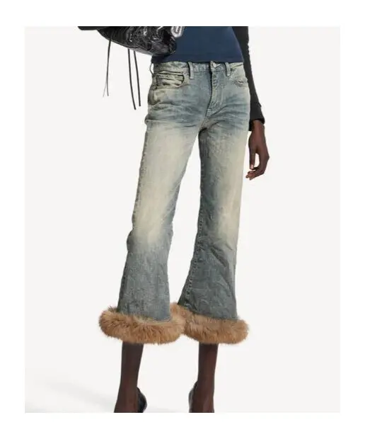 Balenciaga Fur Trim Flared Capri Pants