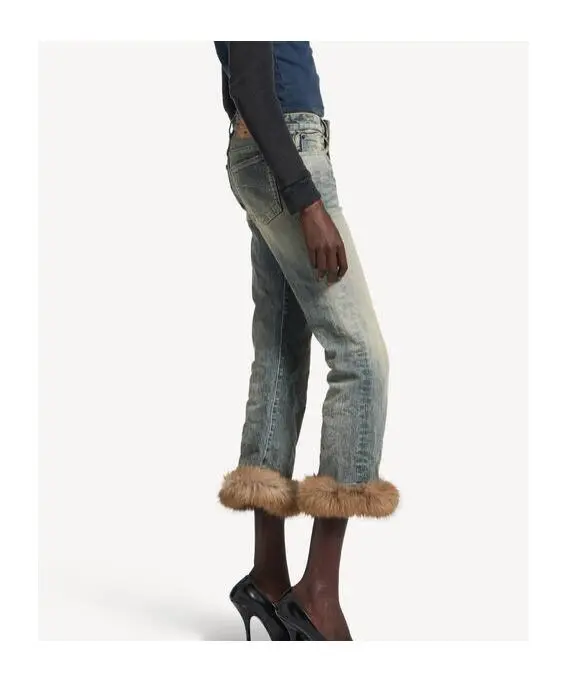 Balenciaga Fur Trim Flared Capri Pants