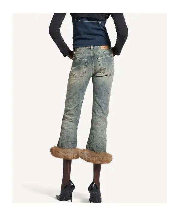 Balenciaga Fur Trim Flared Capri Pants