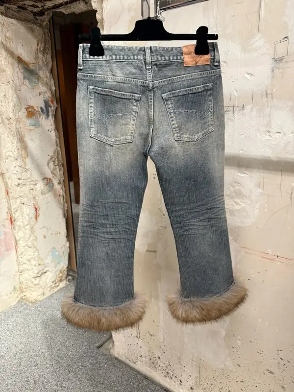 Balenciaga Fur Trim Flared Capri Pants