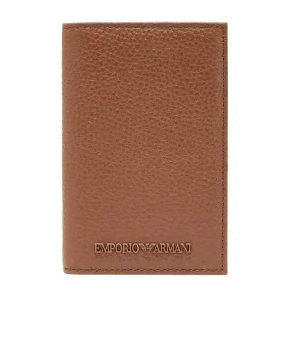 Emporio Armani Lychee-grain Card Holder - Mocha