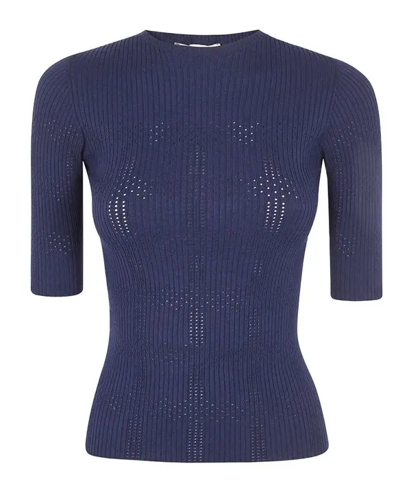 TWINSET Short Sleeve Ribbed Knit Top