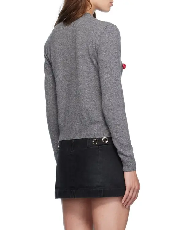 MSGM Rose-appliqué Buttoned Knitted Cardigan