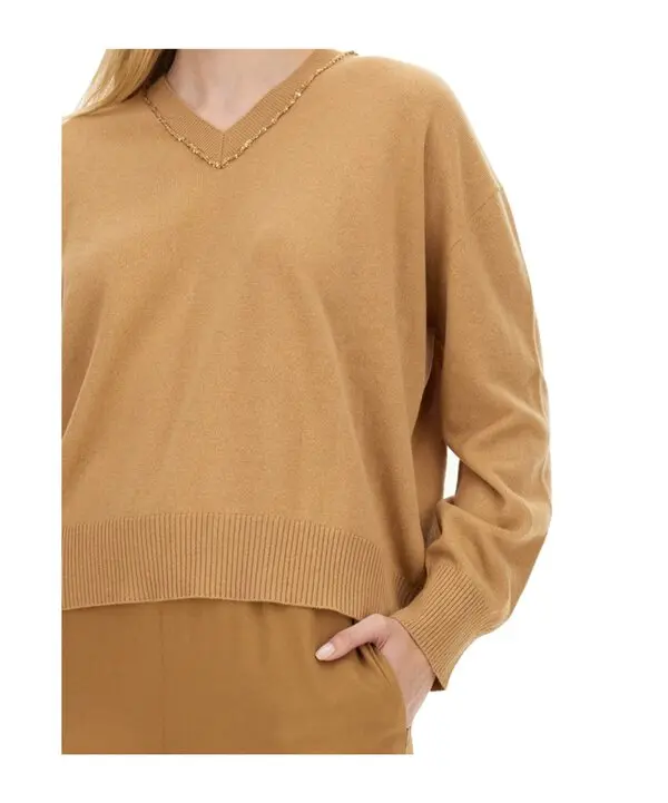 Fabiana Filippi Embellished V-neck Knitted Jumper