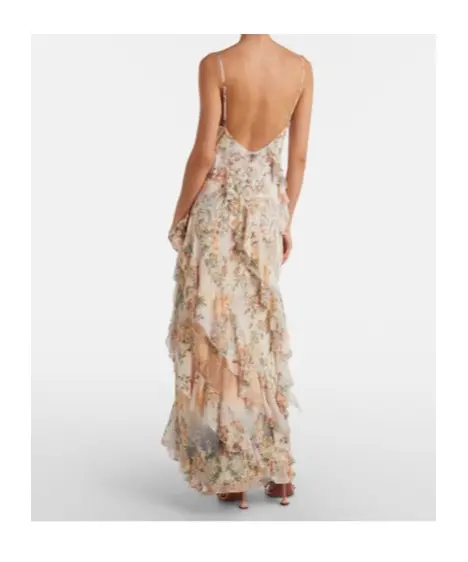 Camilla Embellished Ruffled Silk Floral Maxi Dress