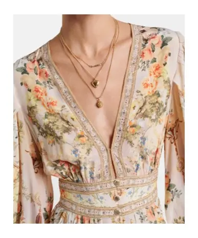 Camilla Floral Pattern Silk Crepe Long Dress