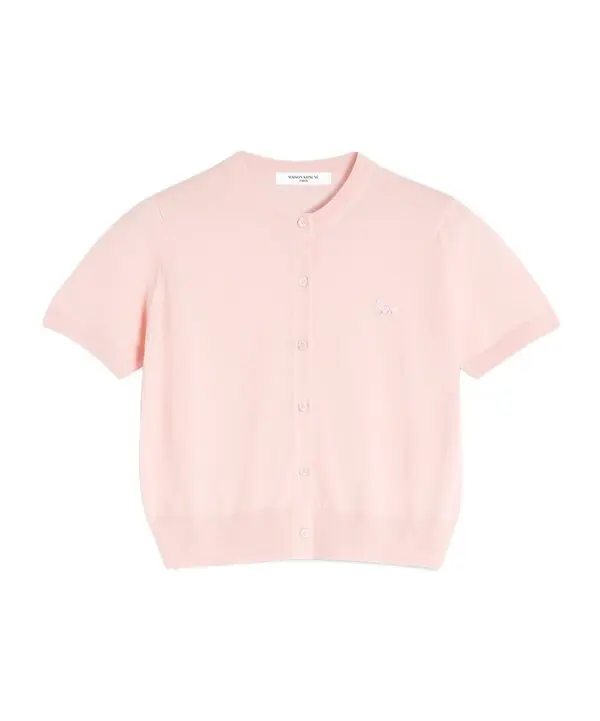 Maison Kitsuné Baby Fox Patch Short Sleeved Cardigan - Pink