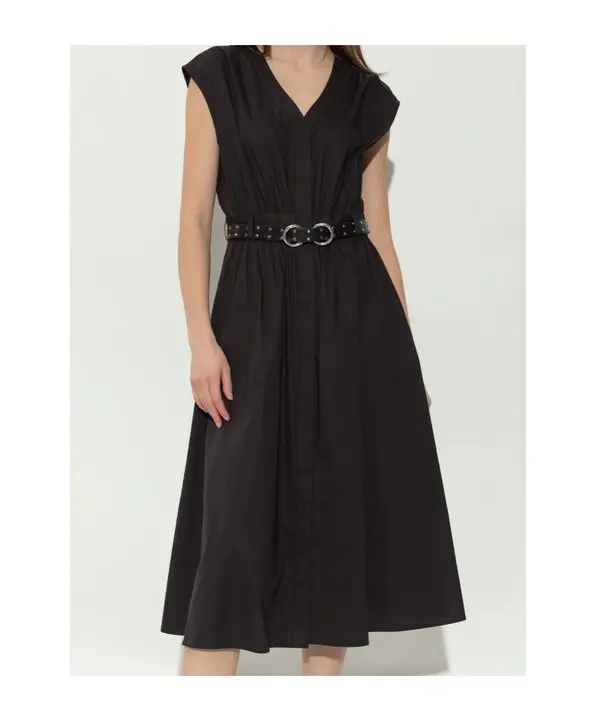 Michael Kors Stretched Poplin Belted Midi Dress
