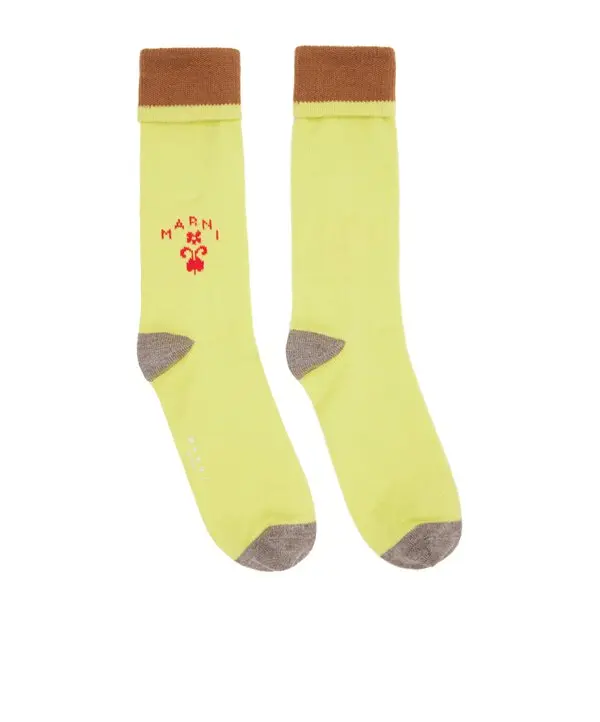 Marni Wool Flower Logo Mid-calf Socks