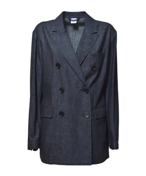 Aspesi Double-breasted Long Sleeved Denim Blazer - Black