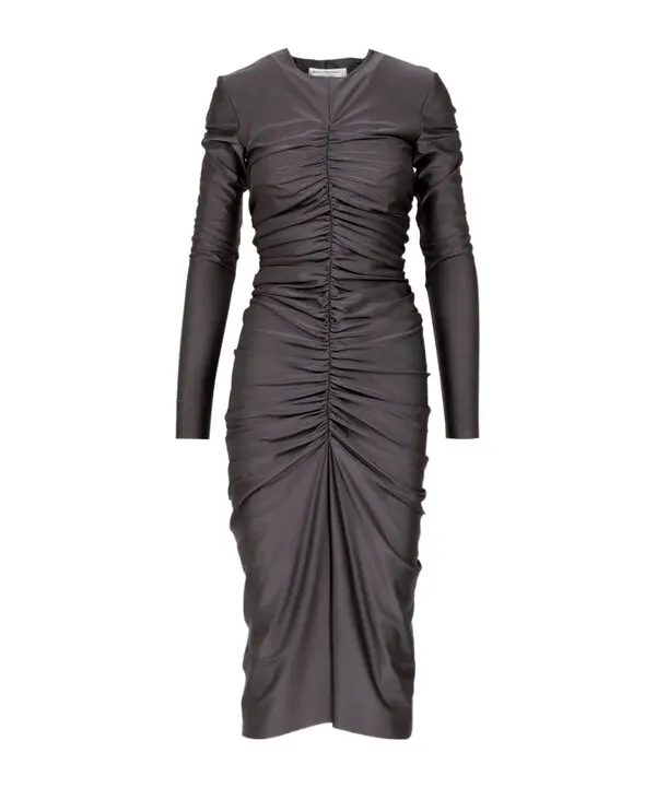 Philosophy Di Lorenzo Serafini Long-sleeved Gathered Midi Dress - Black