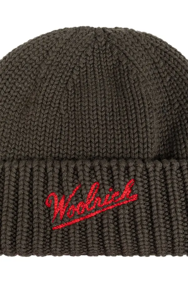 Woolrich Logo Intarsia Knit Beanie