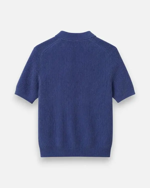 GRAN SASSO Ribbed-knit Short-sleeve Polo Shirt