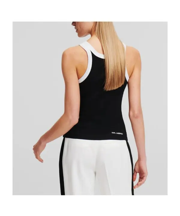 Karl Lagerfeld Sunglasses Logo Ribbed Tank Top