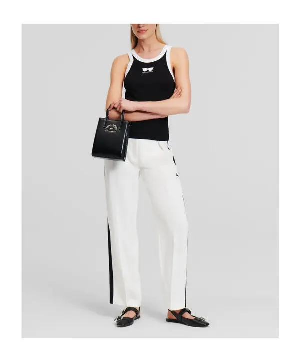 Karl Lagerfeld Sunglasses Logo Ribbed Tank Top