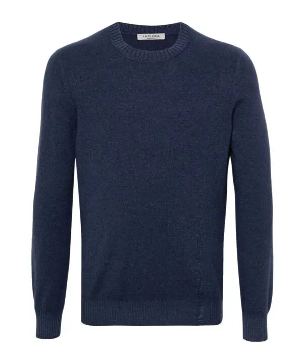 GRAN SASSO Ribbed Details Crew Neck Jumper - Blue