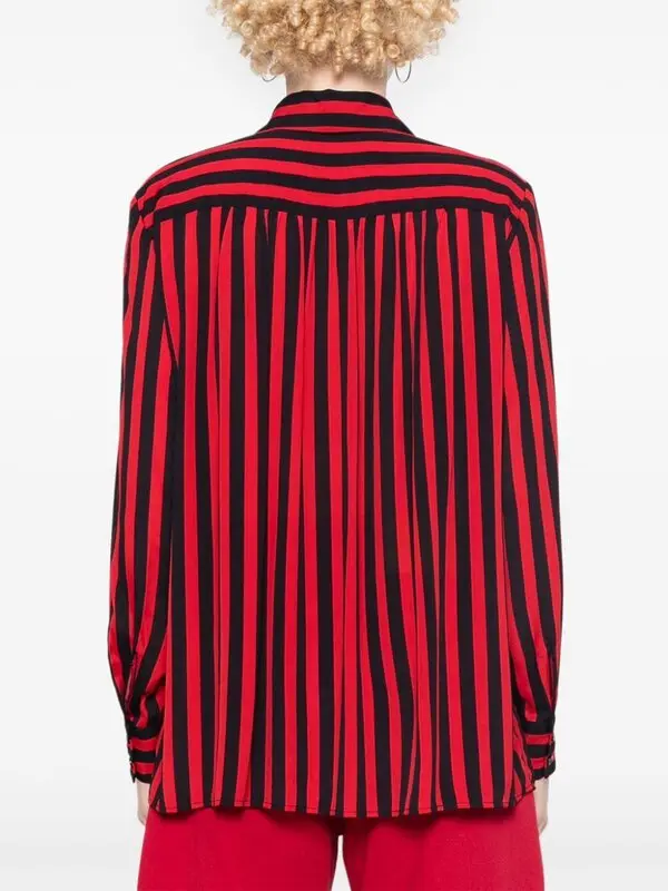 MSGM Striped Crepe Texture Shirt With Attached Scarf